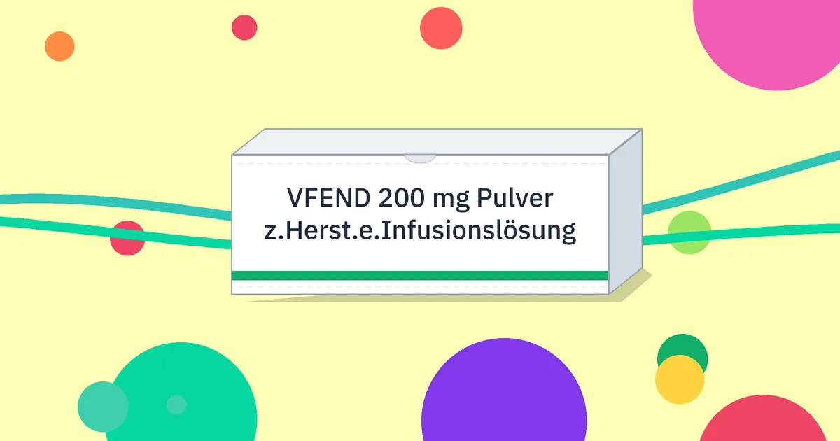 Symbolbild: Packung mit der Aufschrift VFEND 200 mg Pulver z.Herst.e.Infusionslösung (PZN 02704662) – Verfügbarkeit und Bezug in Apotheken in Frankfurt am Main