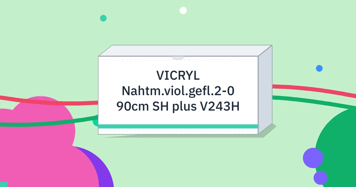 Symbolbild: Packung mit der Aufschrift VICRYL Nahtm.viol.gefl.2-0 90cm SH plus V243H (PZN 16393071) – Verfügbarkeit und Bezug in Apotheken in Frankfurt am Main