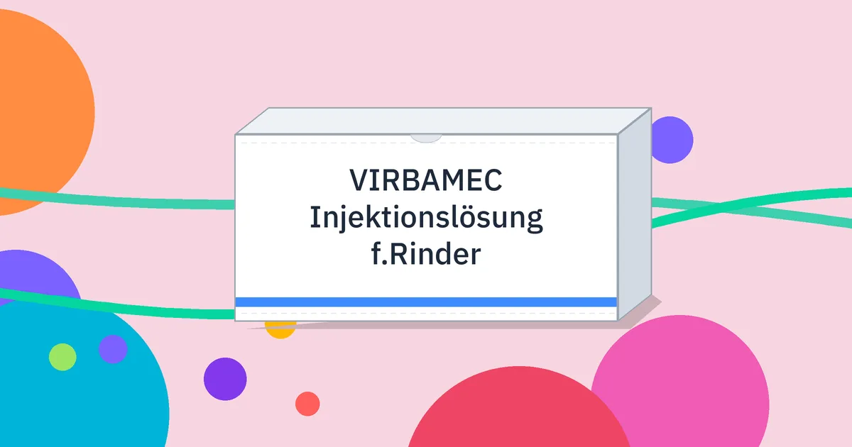 Symbolbild: Packung mit der Aufschrift VIRBAMEC Injektionslösung f.Rinder (PZN 01656903) – Verfügbarkeit und Bezug in Apotheken in Frankfurt am Main