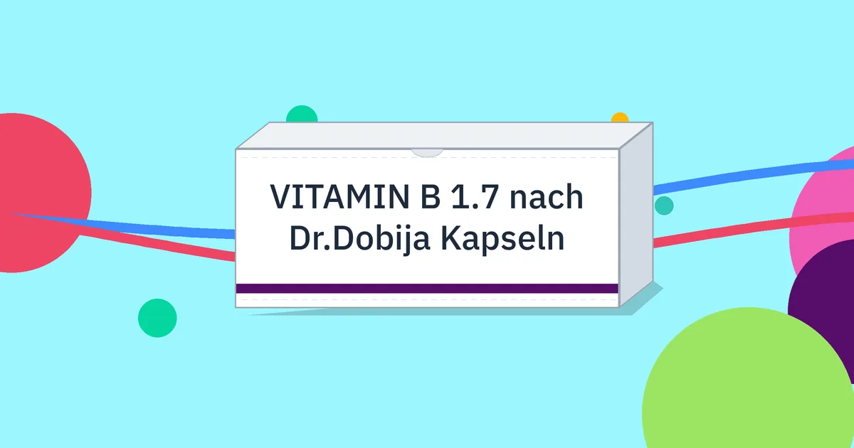 Symbolbild: Packung mit der Aufschrift VITAMIN B 1.7 nach Dr.Dobija Kapseln (PZN 19538802) – Verfügbarkeit und Bezug in Apotheken in Frankfurt am Main