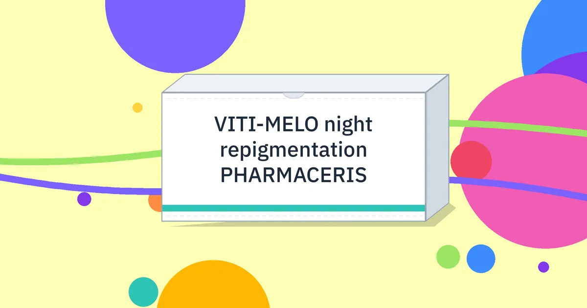 Symbolbild: Packung mit der Aufschrift VITI-MELO night repigmentation PHARMACERIS (PZN 16391008) – Verfügbarkeit und Bezug in Apotheken in Frankfurt am Main