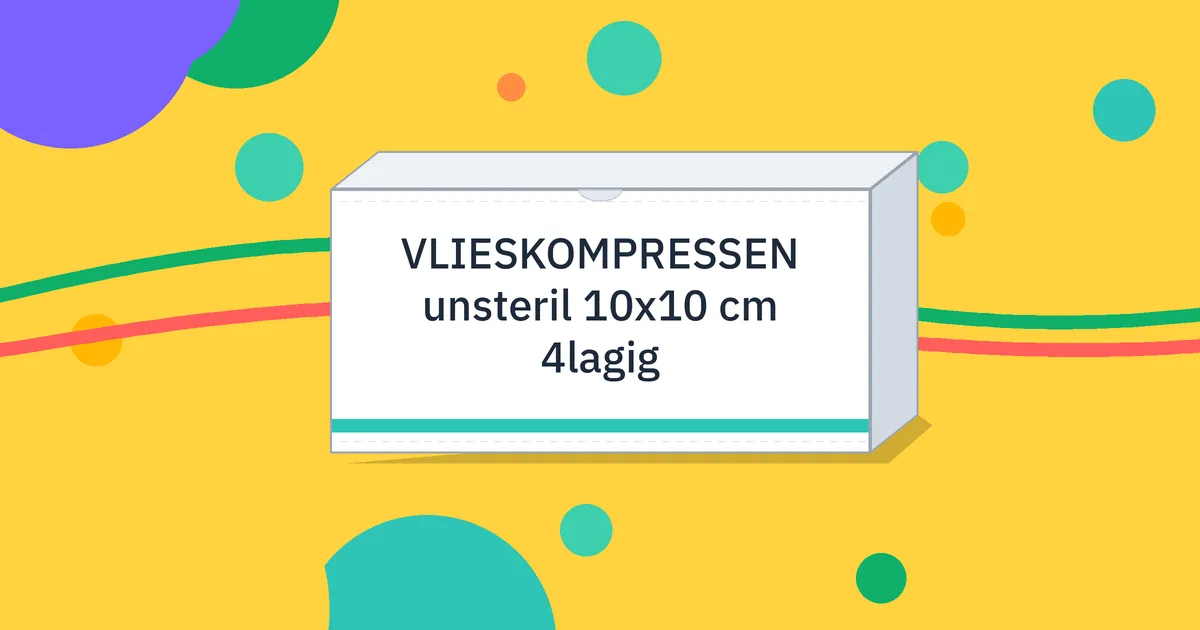 Symbolbild: Packung mit der Aufschrift VLIESKOMPRESSEN unsteril 10x10 cm 4lagig (PZN 08472477) – Verfügbarkeit und Bezug in Apotheken in Frankfurt am Main