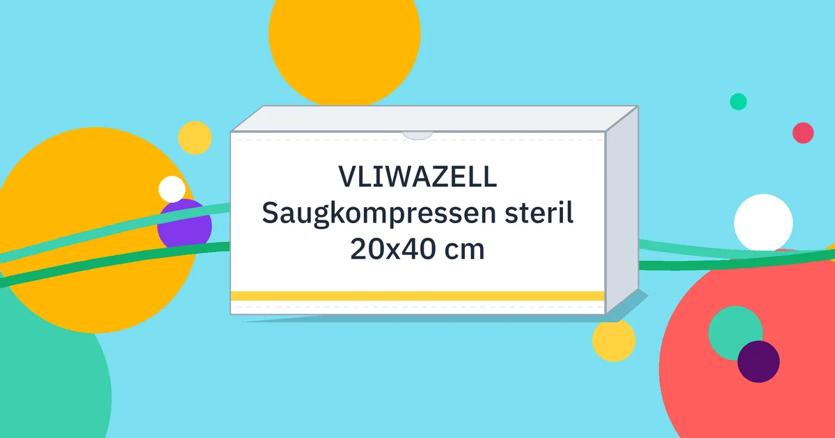 Symbolbild: Packung mit der Aufschrift VLIWAZELL Saugkompressen steril 20x40 cm (PZN 19503695) – Verfügbarkeit und Bezug in Apotheken in Frankfurt am Main
