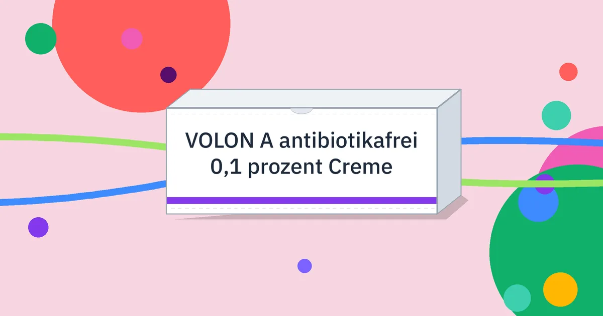 Symbolbild: Packung mit der Aufschrift VOLON A antibiotikafrei 0,1 prozent Creme (PZN 01218936) – Verfügbarkeit und Bezug in Apotheken in Frankfurt am Main