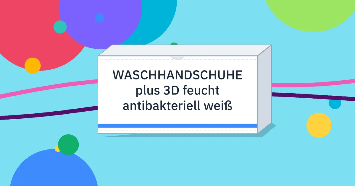 Symbolbild: Packung mit der Aufschrift WASCHHANDSCHUHE plus 3D feucht antibakteriell weiß (PZN 12392169) – Verfügbarkeit und Bezug in Apotheken in Frankfurt am Main