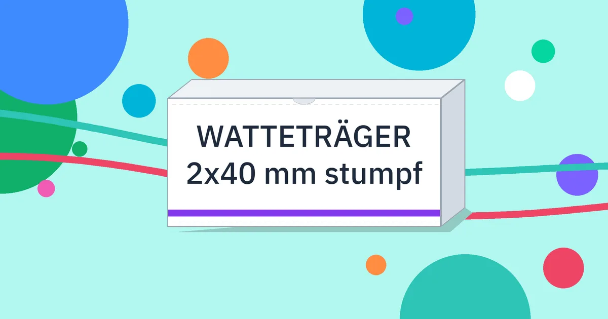 Symbolbild: Packung mit der Aufschrift WATTETRÄGER 2x40 mm stumpf (PZN 02446444) – Verfügbarkeit und Bezug in Apotheken in Frankfurt am Main