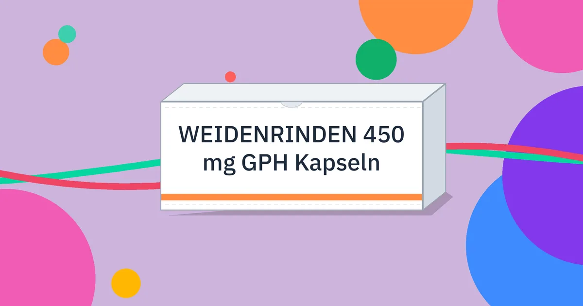 Symbolbild: Packung mit der Aufschrift WEIDENRINDEN 450 mg GPH Kapseln (PZN 15294800) – Verfügbarkeit und Bezug in Apotheken in Frankfurt am Main