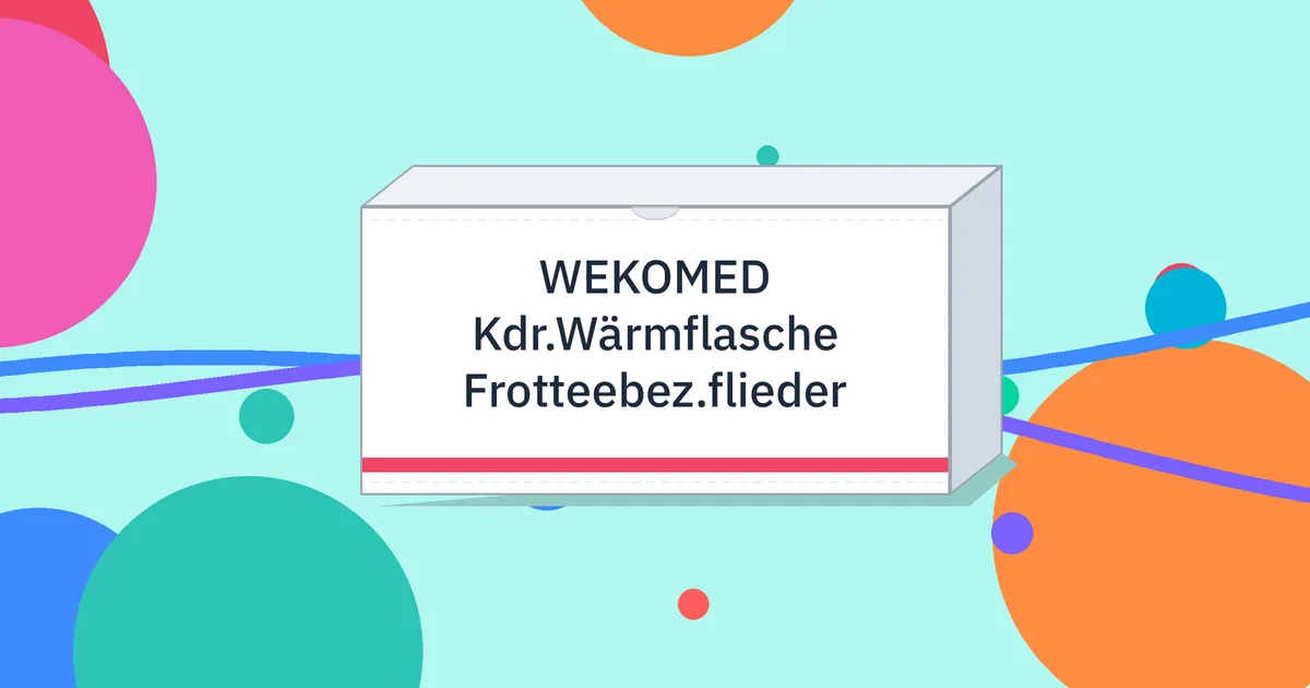 Symbolbild: Packung mit der Aufschrift WEKOMED Kdr.Wärmflasche Frotteebez.flieder (PZN 04921493) – Verfügbarkeit und Bezug in Apotheken in Frankfurt am Main