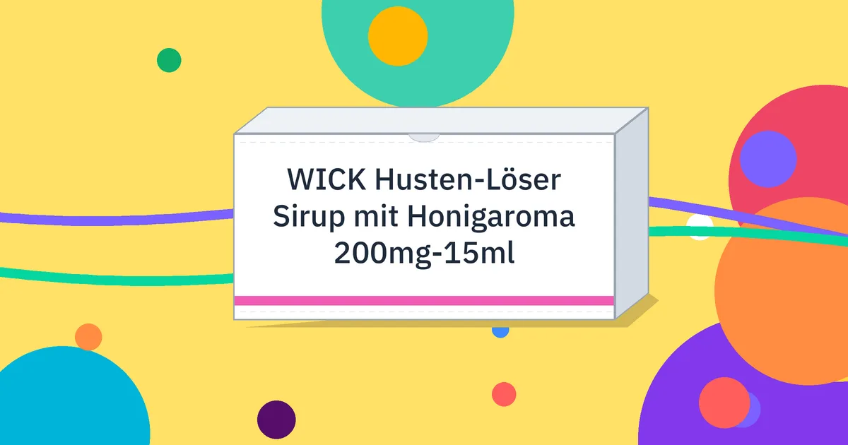 Symbolbild: Packung mit der Aufschrift WICK Husten-Löser Sirup mit Honigaroma 200mg-15ml (PZN 18836118) – Verfügbarkeit und Bezug in Apotheken in Frankfurt am Main