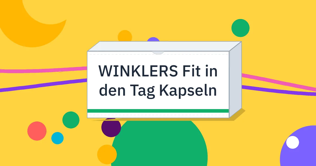 Symbolbild: Packung mit der Aufschrift WINKLERS Fit in den Tag Kapseln (PZN 00960119) – Verfügbarkeit und Bezug in Apotheken in Frankfurt am Main