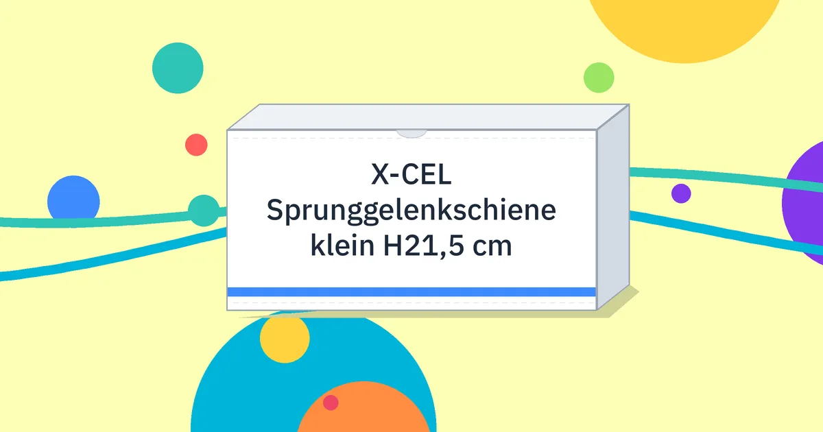 Symbolbild: Packung mit der Aufschrift X-CEL Sprunggelenkschiene klein H21,5 cm (PZN 04496475) – Verfügbarkeit und Bezug in Apotheken in Frankfurt am Main