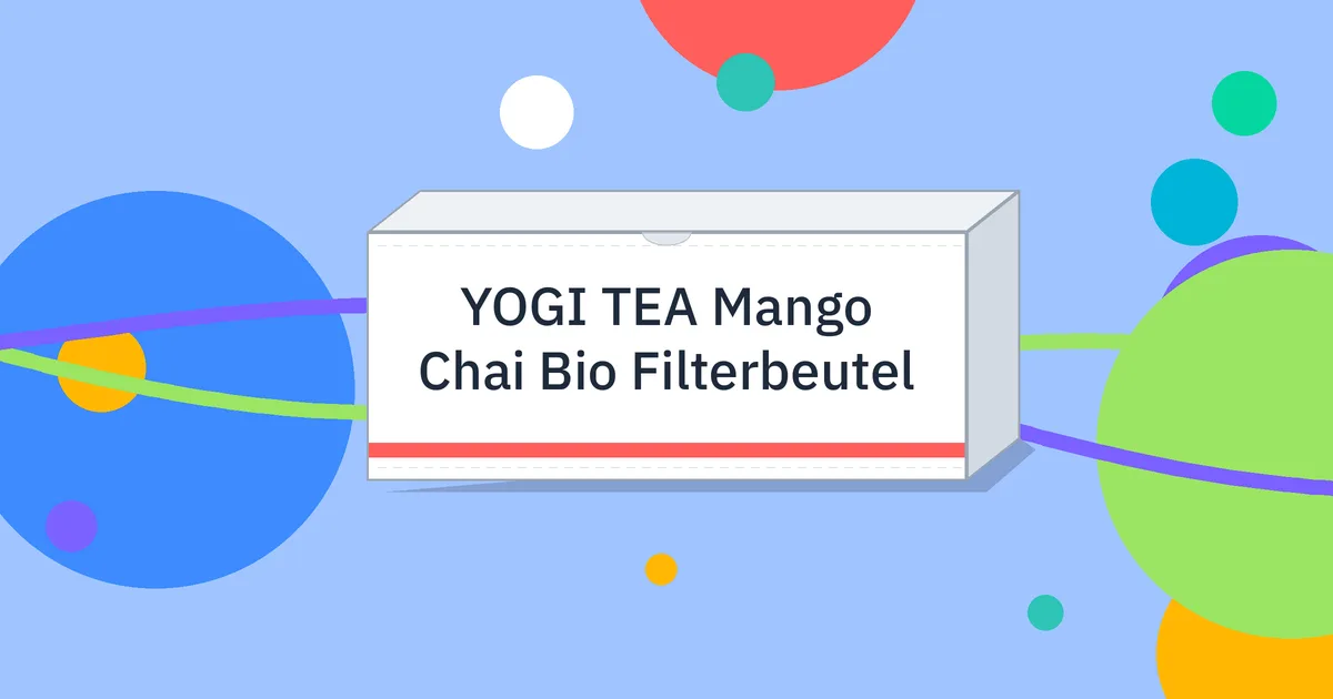 Symbolbild: Packung mit der Aufschrift YOGI TEA Mango Chai Bio Filterbeutel (PZN 19398985) – Verfügbarkeit und Bezug in Apotheken in Frankfurt am Main