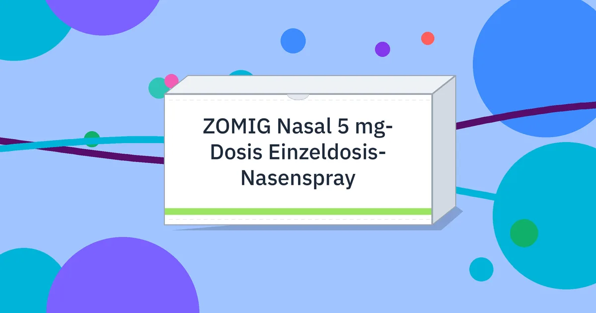Symbolbild: Packung mit der Aufschrift ZOMIG Nasal 5 mg-Dosis Einzeldosis-Nasenspray (PZN 10753634) – Verfügbarkeit und Bezug in Apotheken in Frankfurt am Main