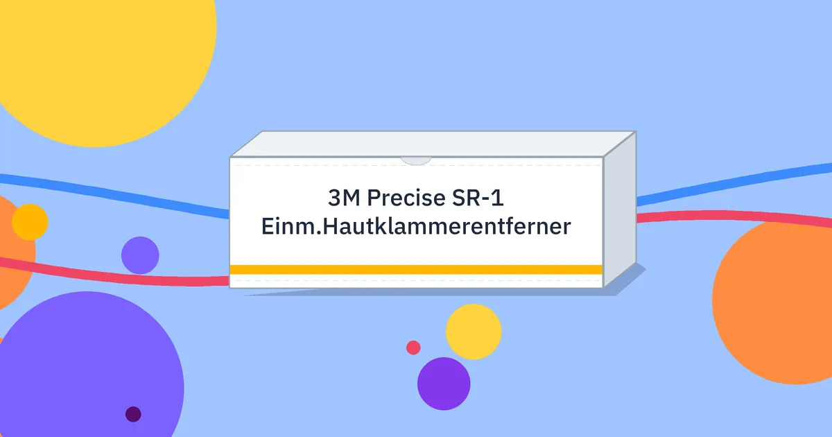 Symbolbild: Packung mit der Aufschrift 3M Precise SR-1 Einm.Hautklammerentferner (PZN 15590119) – Verfügbarkeit und Bezug in Apotheken in Frankfurt am Main