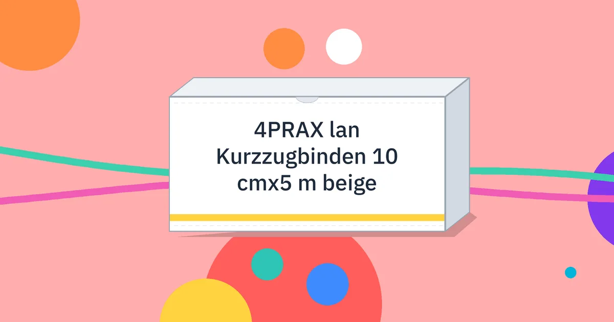 Symbolbild: Packung mit der Aufschrift 4PRAX lan Kurzzugbinden 10 cmx5 m beige (PZN 20230624) – Verfügbarkeit und Bezug in Apotheken in Frankfurt am Main