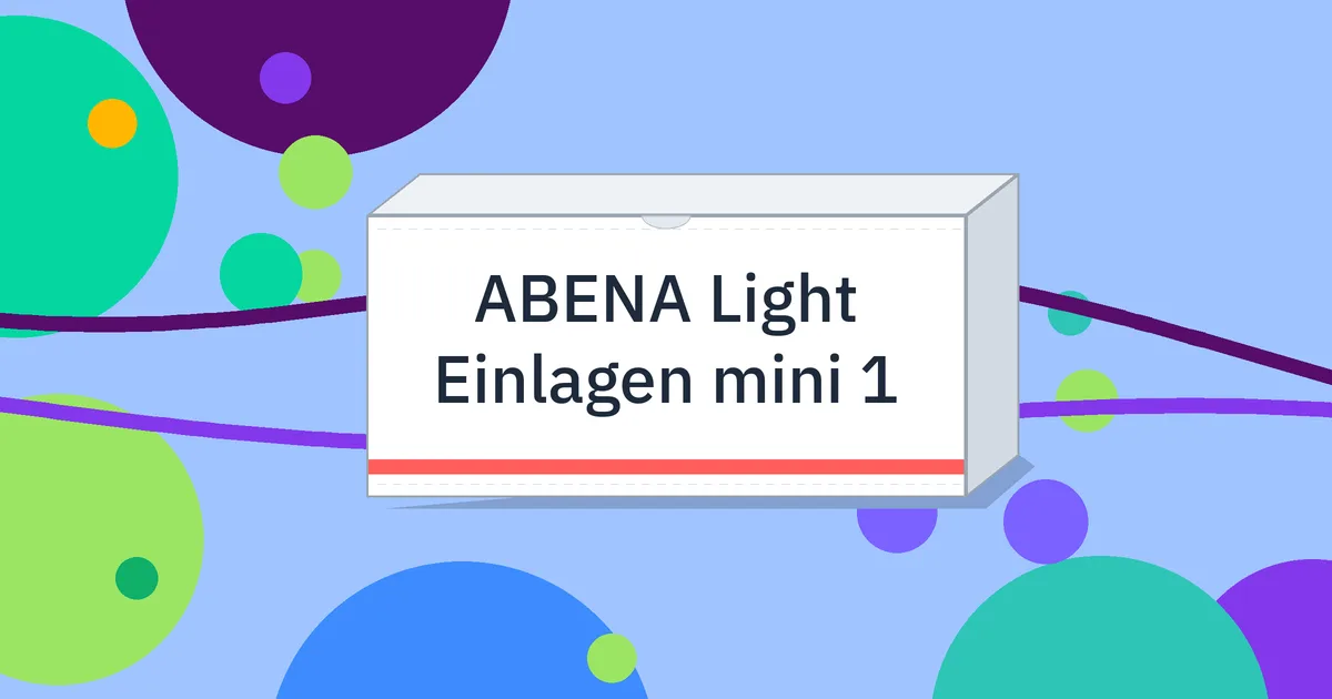Symbolbild: Packung mit der Aufschrift ABENA Light Einlagen mini 1 (PZN 13702382) – Verfügbarkeit und Bezug in Apotheken in Frankfurt am Main