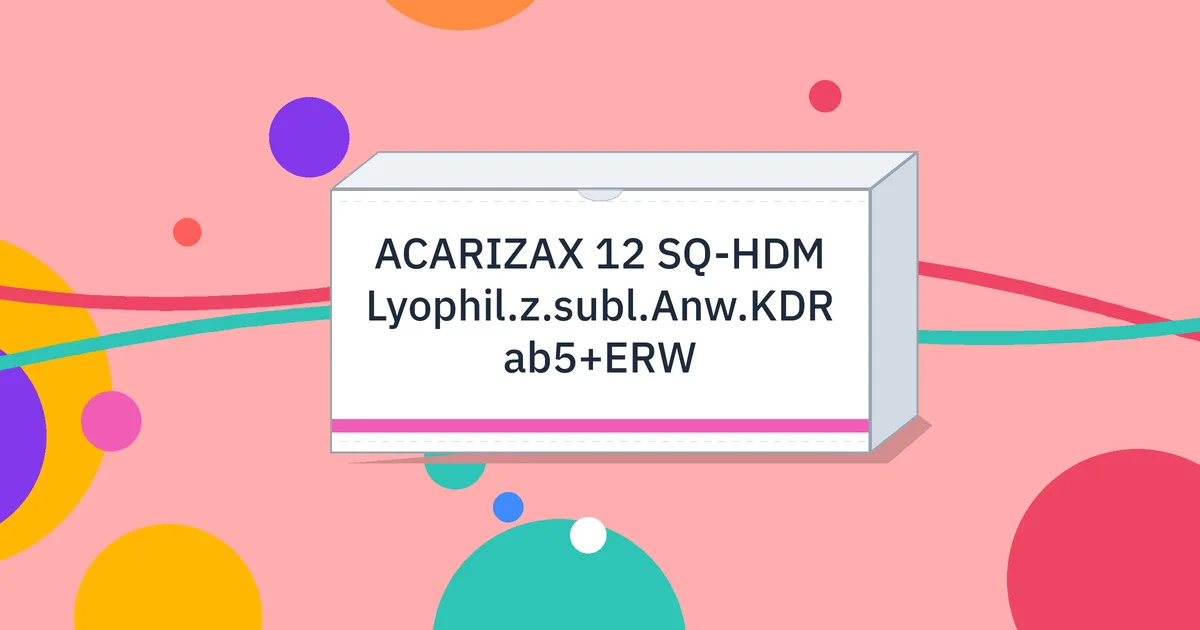 Symbolbild: Packung mit der Aufschrift ACARIZAX 12 SQ-HDM Lyophil.z.subl.Anw.KDR ab5+ERW (PZN 19909888) – Verfügbarkeit und Bezug in Apotheken in Frankfurt am Main