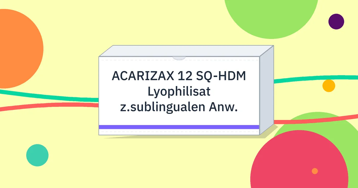 Symbolbild: Packung mit der Aufschrift ACARIZAX 12 SQ-HDM Lyophilisat z.sublingualen Anw. (PZN 17536704) – Verfügbarkeit und Bezug in Apotheken in Frankfurt am Main