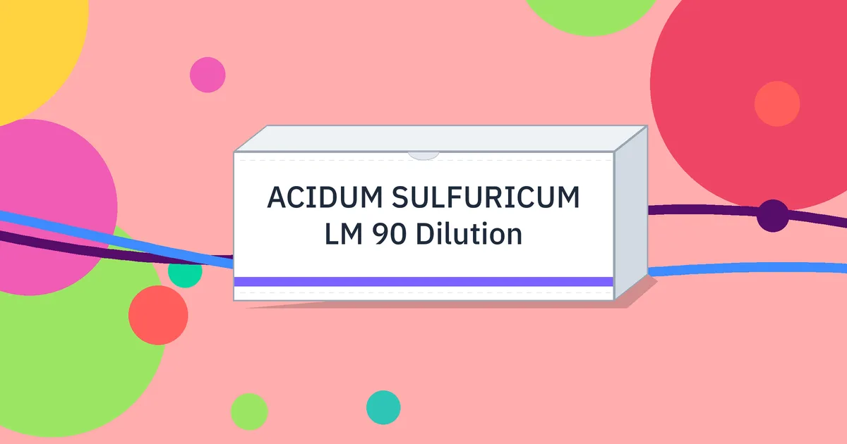 Symbolbild: Packung mit der Aufschrift ACIDUM SULFURICUM LM 90 Dilution (PZN 12754282) – Verfügbarkeit und Bezug in Apotheken in Frankfurt am Main