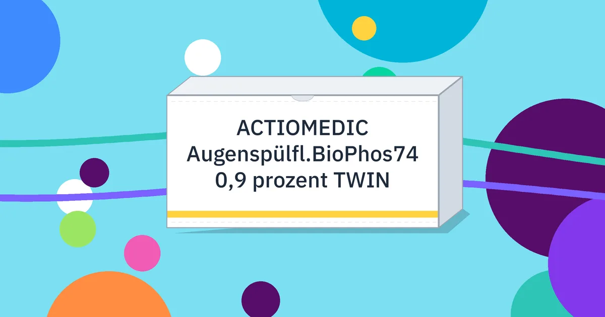 Symbolbild: Packung mit der Aufschrift ACTIOMEDIC Augenspülfl.BioPhos74 0,9 prozent TWIN (PZN 12592520) – Verfügbarkeit und Bezug in Apotheken in Frankfurt am Main