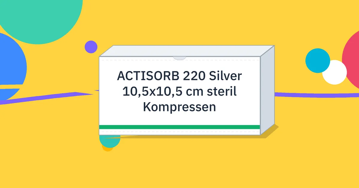 Symbolbild: Packung mit der Aufschrift ACTISORB 220 Silver 10,5x10,5 cm steril Kompressen (PZN 03012908) – Verfügbarkeit und Bezug in Apotheken in Frankfurt am Main