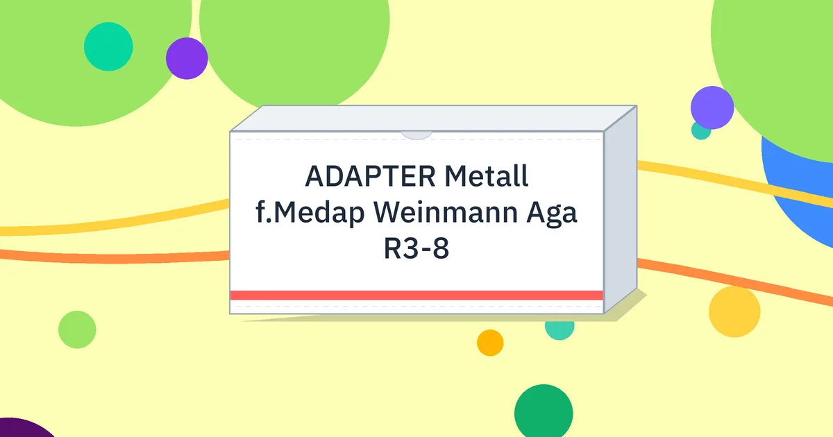 Symbolbild: Packung mit der Aufschrift ADAPTER Metall f.Medap Weinmann Aga R3-8 (PZN 03319446) – Verfügbarkeit und Bezug in Apotheken in Frankfurt am Main