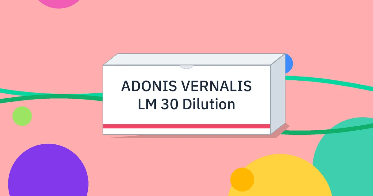 Symbolbild: Packung mit der Aufschrift ADONIS VERNALIS LM 30 Dilution (PZN 12755152) – Verfügbarkeit und Bezug in Apotheken in Frankfurt am Main