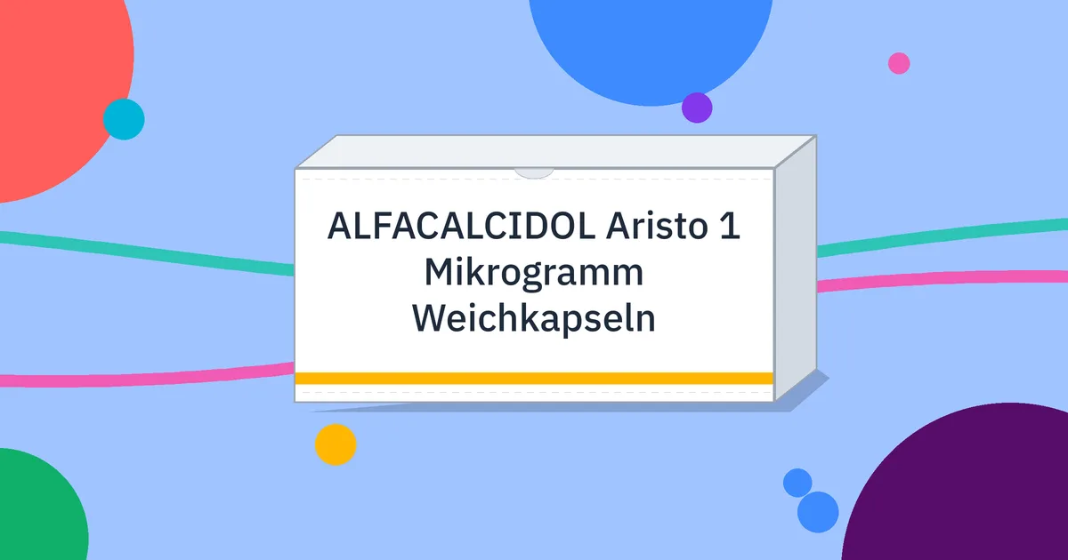 Symbolbild: Packung mit der Aufschrift ALFACALCIDOL Aristo 1 Mikrogramm Weichkapseln (PZN 11228410) – Verfügbarkeit und Bezug in Apotheken in Frankfurt am Main