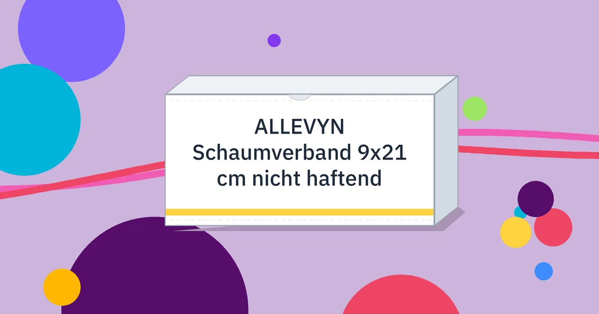 Symbolbild: Packung mit der Aufschrift ALLEVYN Schaumverband 9x21 cm nicht haftend (PZN 16164494) – Verfügbarkeit und Bezug in Apotheken in Frankfurt am Main