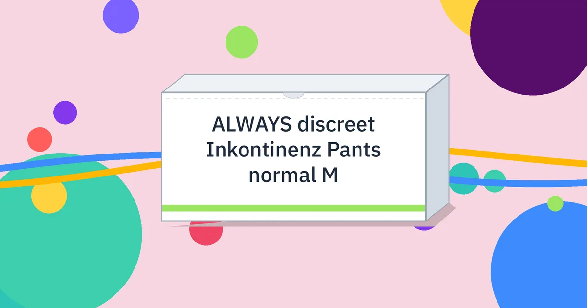 Symbolbild: Packung mit der Aufschrift ALWAYS discreet Inkontinenz Pants normal M (PZN 17442995) – Verfügbarkeit und Bezug in Apotheken in Frankfurt am Main