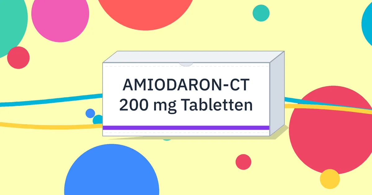 Symbolbild: Packung mit der Aufschrift AMIODARON-CT 200 mg Tabletten (PZN 04251130) – Verfügbarkeit und Bezug in Apotheken in Frankfurt am Main