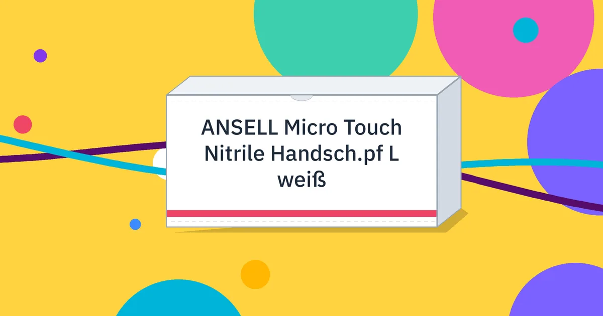 Symbolbild: Packung mit der Aufschrift ANSELL Micro Touch Nitrile Handsch.pf L weiß (PZN 09541341) – Verfügbarkeit und Bezug in Apotheken in Frankfurt am Main