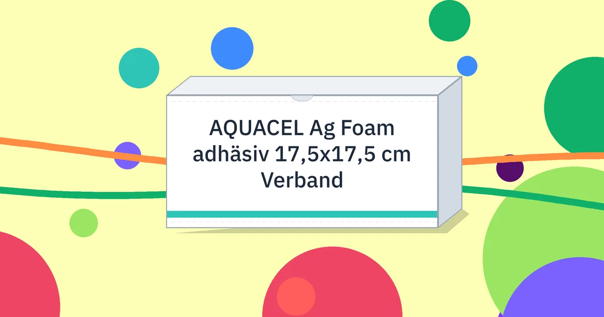 Symbolbild: Packung mit der Aufschrift AQUACEL Ag Foam adhäsiv 17,5x17,5 cm Verband (PZN 18123507) – Verfügbarkeit und Bezug in Apotheken in Frankfurt am Main