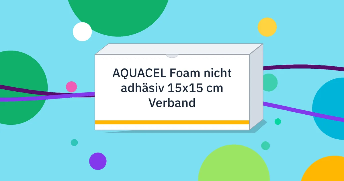 Symbolbild: Packung mit der Aufschrift AQUACEL Foam nicht adhäsiv 15x15 cm Verband (PZN 17562854) – Verfügbarkeit und Bezug in Apotheken in Frankfurt am Main