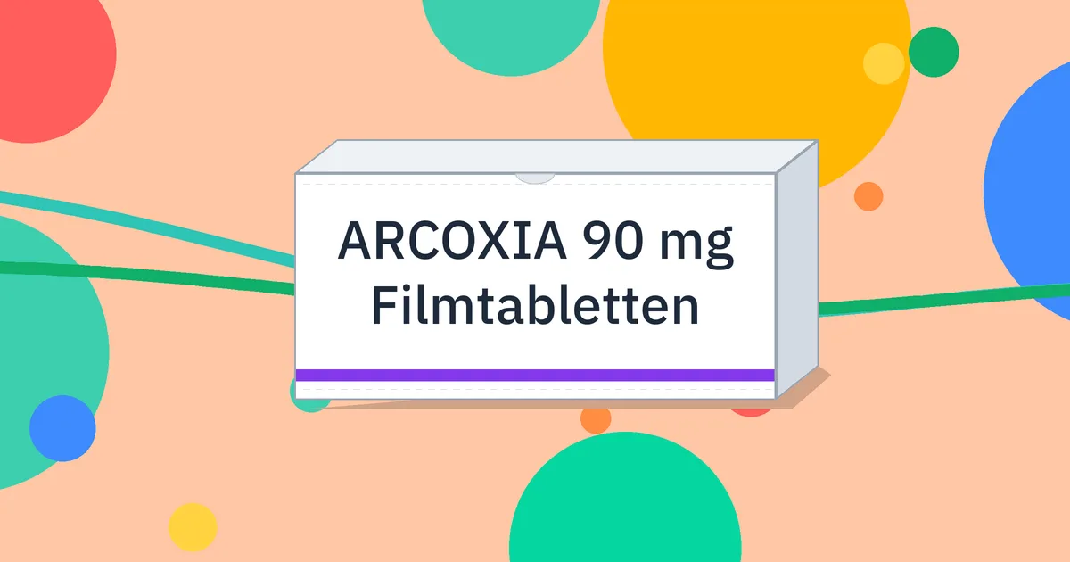 Symbolbild: Packung mit der Aufschrift ARCOXIA 90 mg Filmtabletten (PZN 12442855) – Verfügbarkeit und Bezug in Apotheken in Frankfurt am Main