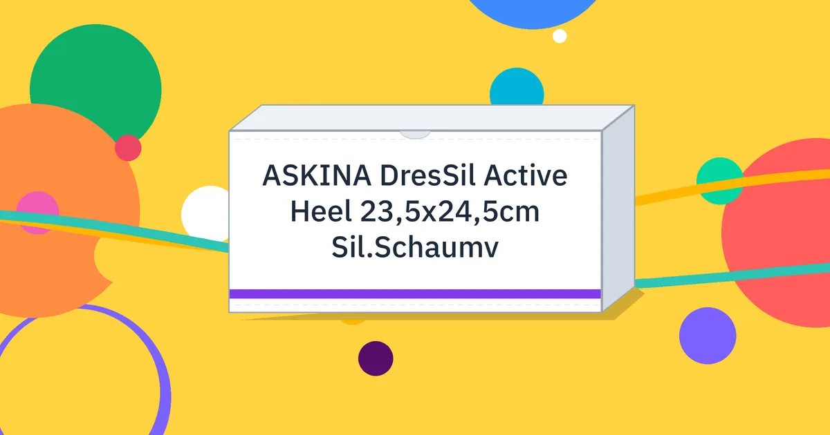 Symbolbild: Packung mit der Aufschrift ASKINA DresSil Active Heel 23,5x24,5cm Sil.Schaumv (PZN 20548697) – Verfügbarkeit und Bezug in Apotheken in Frankfurt am Main