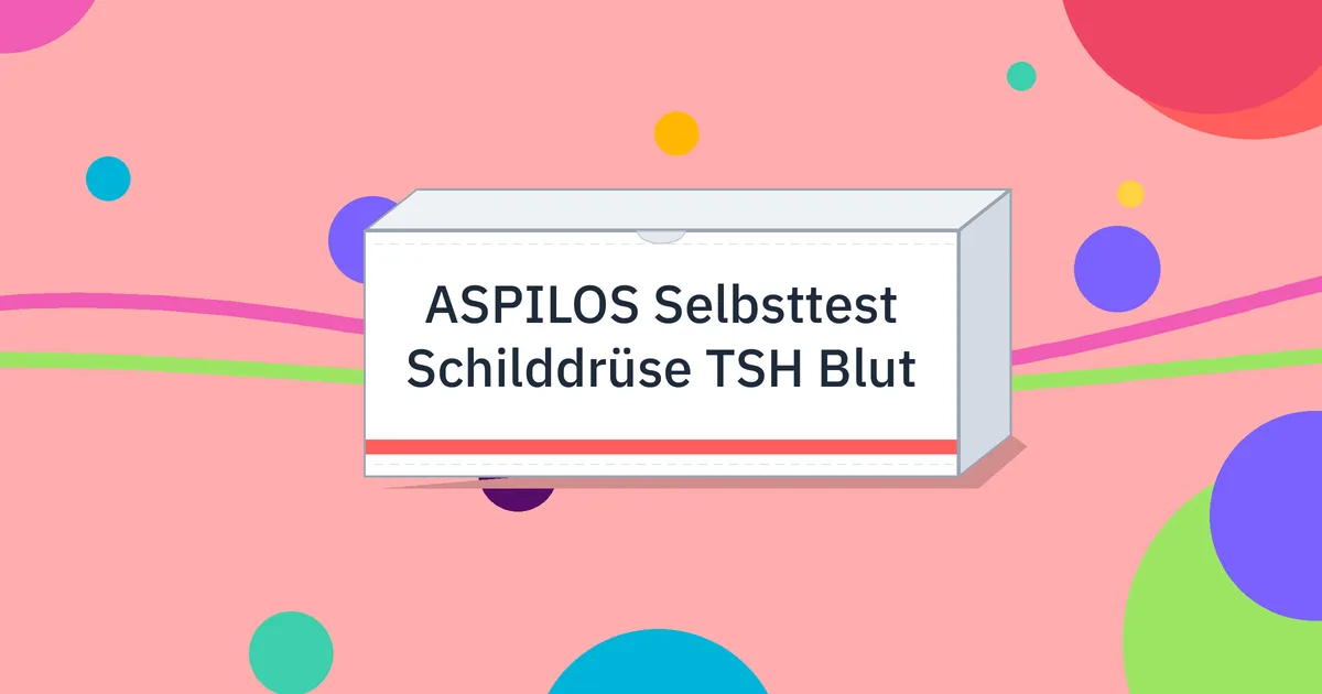 Symbolbild: Packung mit der Aufschrift ASPILOS Selbsttest Schilddrüse TSH Blut (PZN 18783149) – Verfügbarkeit und Bezug in Apotheken in Frankfurt am Main
