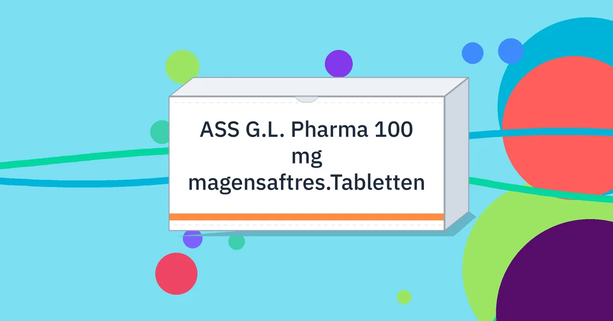 Symbolbild: Packung mit der Aufschrift ASS G.L. Pharma 100 mg magensaftres.Tabletten (PZN 19471529) – Verfügbarkeit und Bezug in Apotheken in Frankfurt am Main