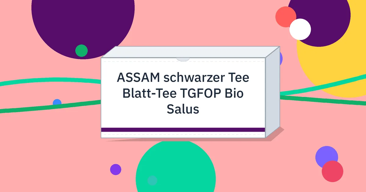 Symbolbild: Packung mit der Aufschrift ASSAM schwarzer Tee Blatt-Tee TGFOP Bio Salus (PZN 05351804) – Verfügbarkeit und Bezug in Apotheken in Frankfurt am Main