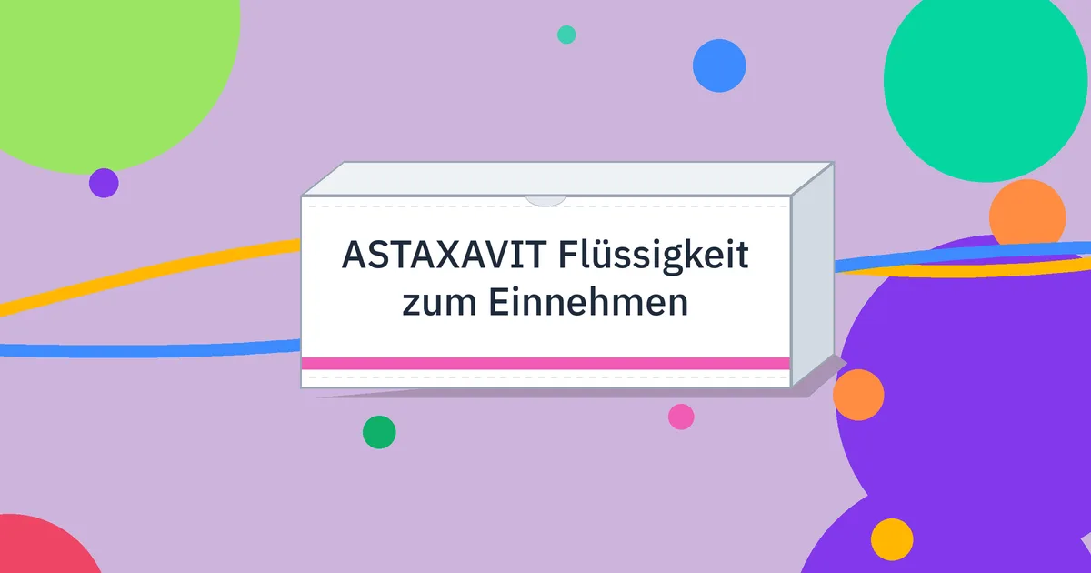 Symbolbild: Packung mit der Aufschrift ASTAXAVIT Flüssigkeit zum Einnehmen (PZN 20199274) – Verfügbarkeit und Bezug in Apotheken in Frankfurt am Main