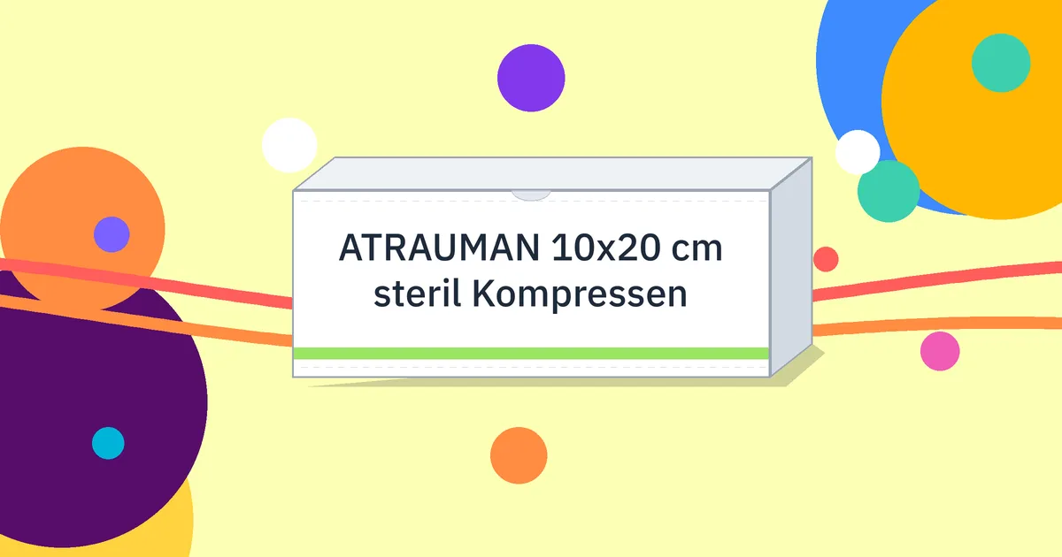 Symbolbild: Packung mit der Aufschrift ATRAUMAN 10x20 cm steril Kompressen (PZN 19225977) – Verfügbarkeit und Bezug in Apotheken in Frankfurt am Main