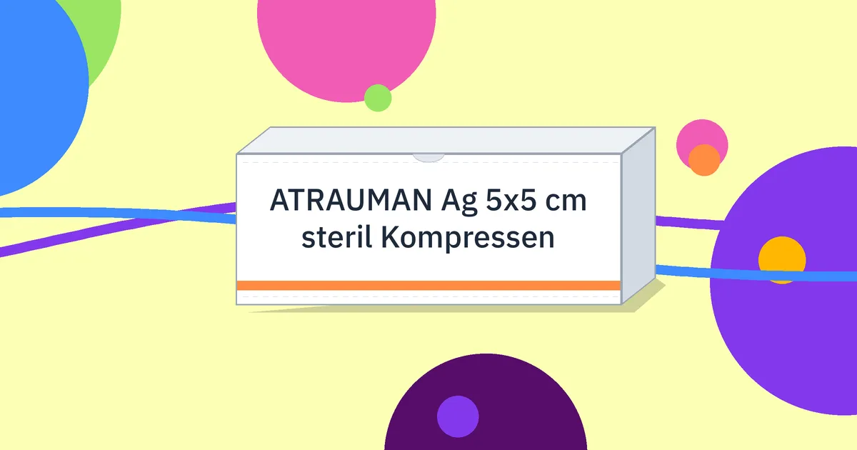Symbolbild: Packung mit der Aufschrift ATRAUMAN Ag 5x5 cm steril Kompressen (PZN 20139289) – Verfügbarkeit und Bezug in Apotheken in Frankfurt am Main