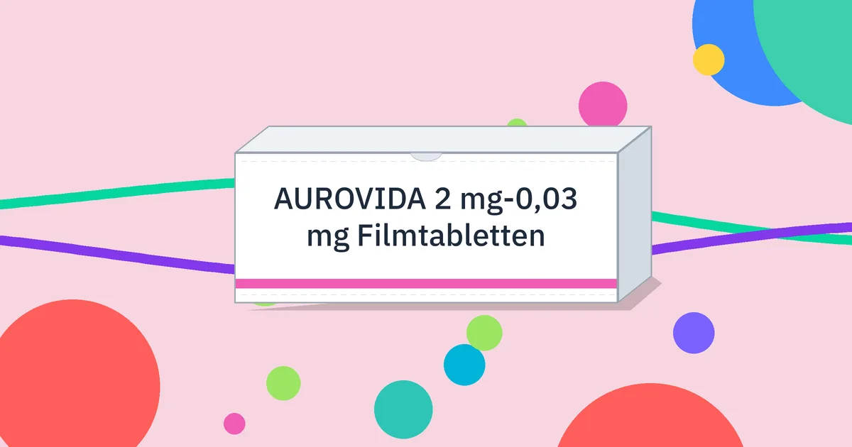 Symbolbild: Packung mit der Aufschrift AUROVIDA 2 mg-0,03 mg Filmtabletten (PZN 10347199) – Verfügbarkeit und Bezug in Apotheken in Frankfurt am Main