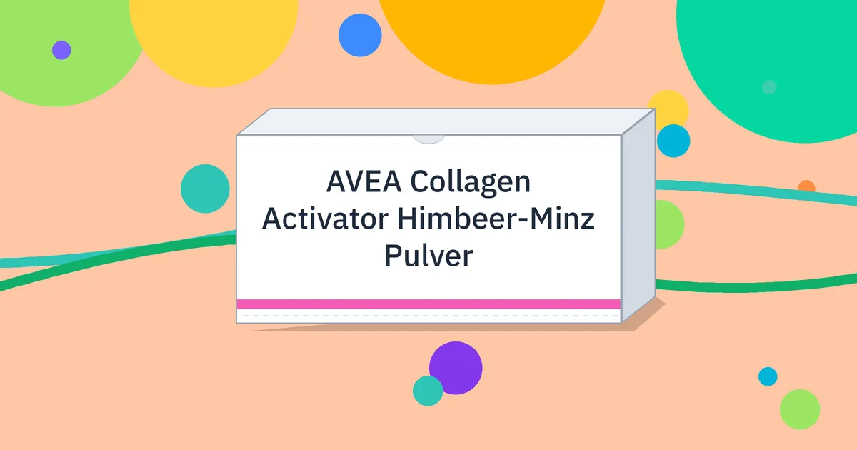 Symbolbild: Packung mit der Aufschrift AVEA Collagen Activator Himbeer-Minz Pulver (PZN 19753038) – Verfügbarkeit und Bezug in Apotheken in Frankfurt am Main