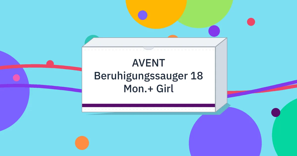 Symbolbild: Packung mit der Aufschrift AVENT Beruhigungssauger 18 Mon.+ Girl (PZN 11380460) – Verfügbarkeit und Bezug in Apotheken in Frankfurt am Main