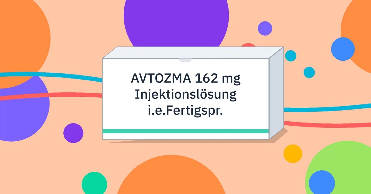 Symbolbild: Packung mit der Aufschrift AVTOZMA 162 mg Injektionslösung i.e.Fertigspr. (PZN 20647264) – Verfügbarkeit und Bezug in Apotheken in Frankfurt am Main