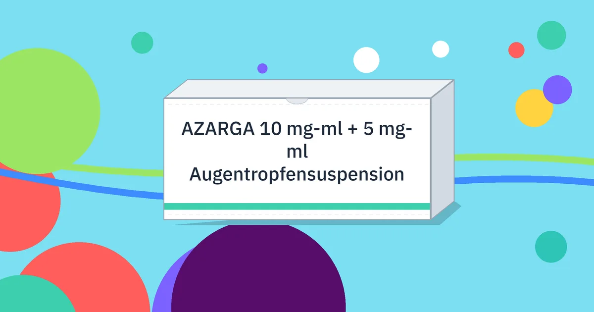 Symbolbild: Packung mit der Aufschrift AZARGA 10 mg-ml + 5 mg-ml Augentropfensuspension (PZN 05749553) – Verfügbarkeit und Bezug in Apotheken in Frankfurt am Main