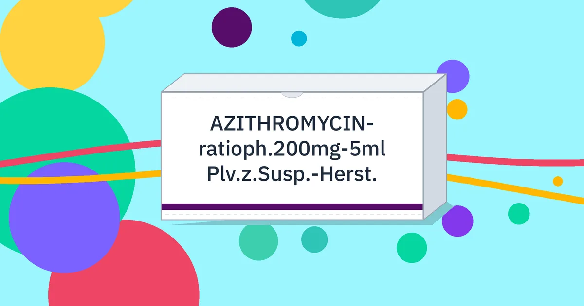 Symbolbild: Packung mit der Aufschrift AZITHROMYCIN-ratioph.200mg-5ml Plv.z.Susp.-Herst. (PZN 00507934) – Verfügbarkeit und Bezug in Apotheken in Frankfurt am Main