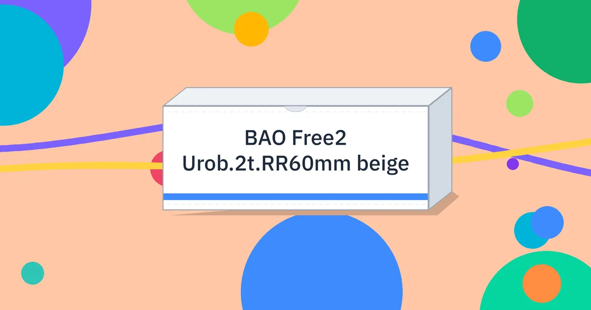 Symbolbild: Packung mit der Aufschrift BAO Free2 Urob.2t.RR60mm beige (PZN 15406096) – Verfügbarkeit und Bezug in Apotheken in Frankfurt am Main