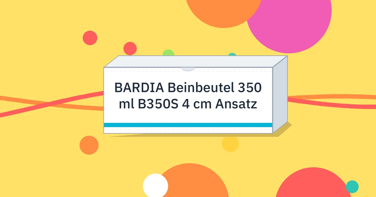 Symbolbild: Packung mit der Aufschrift BARDIA Beinbeutel 350 ml B350S 4 cm Ansatz (PZN 01854106) – Verfügbarkeit und Bezug in Apotheken in Frankfurt am Main